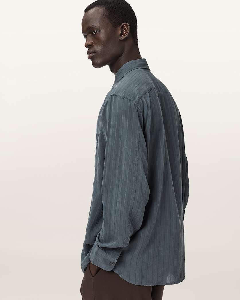 Carlyle Long Sleeve Oversized Shirt CANIS GREY | ALLSAINTS DE